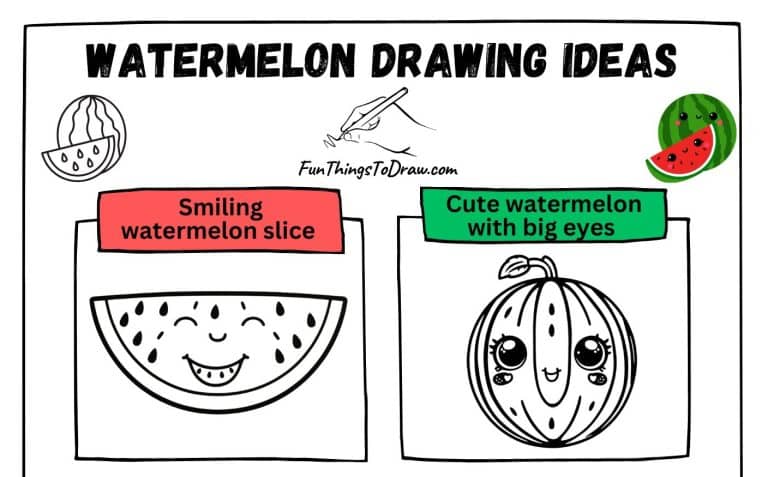 🍉31 Simple Cute Easy Watermelon Drawing Ideas - Fun Things To Draw