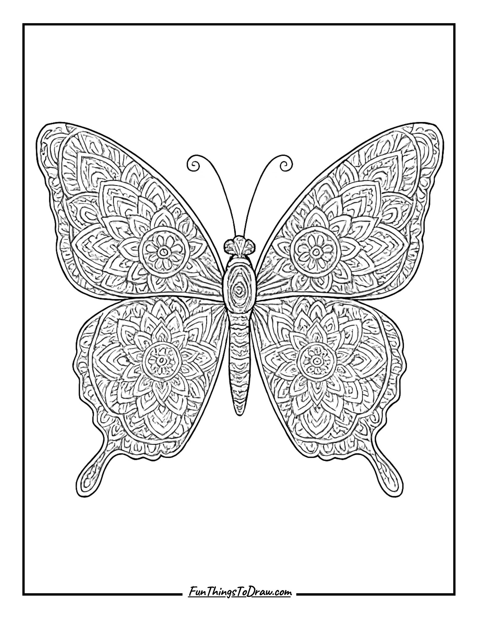 Butterfly Coloring Pages for Adults (24 Free Printable Sheets) - Fun ...