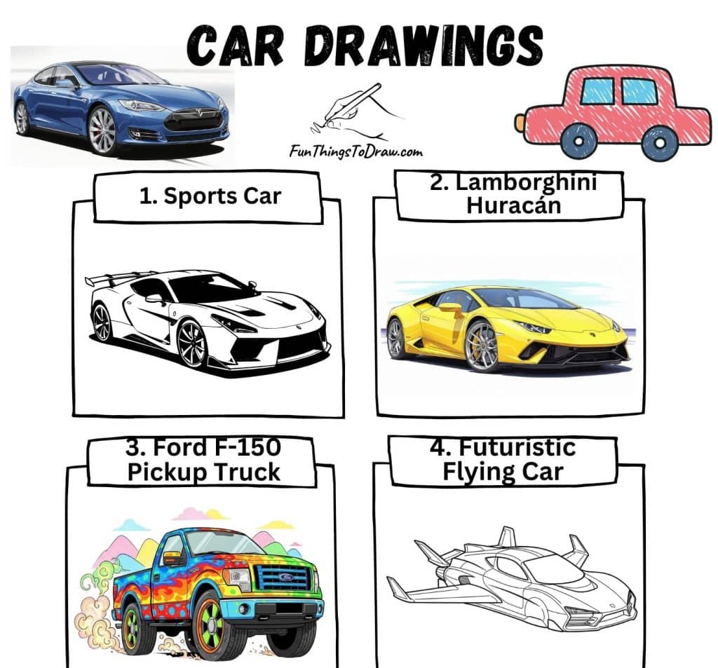 Car Drawings (45 Cool Ideas) - Fun Things To Draw