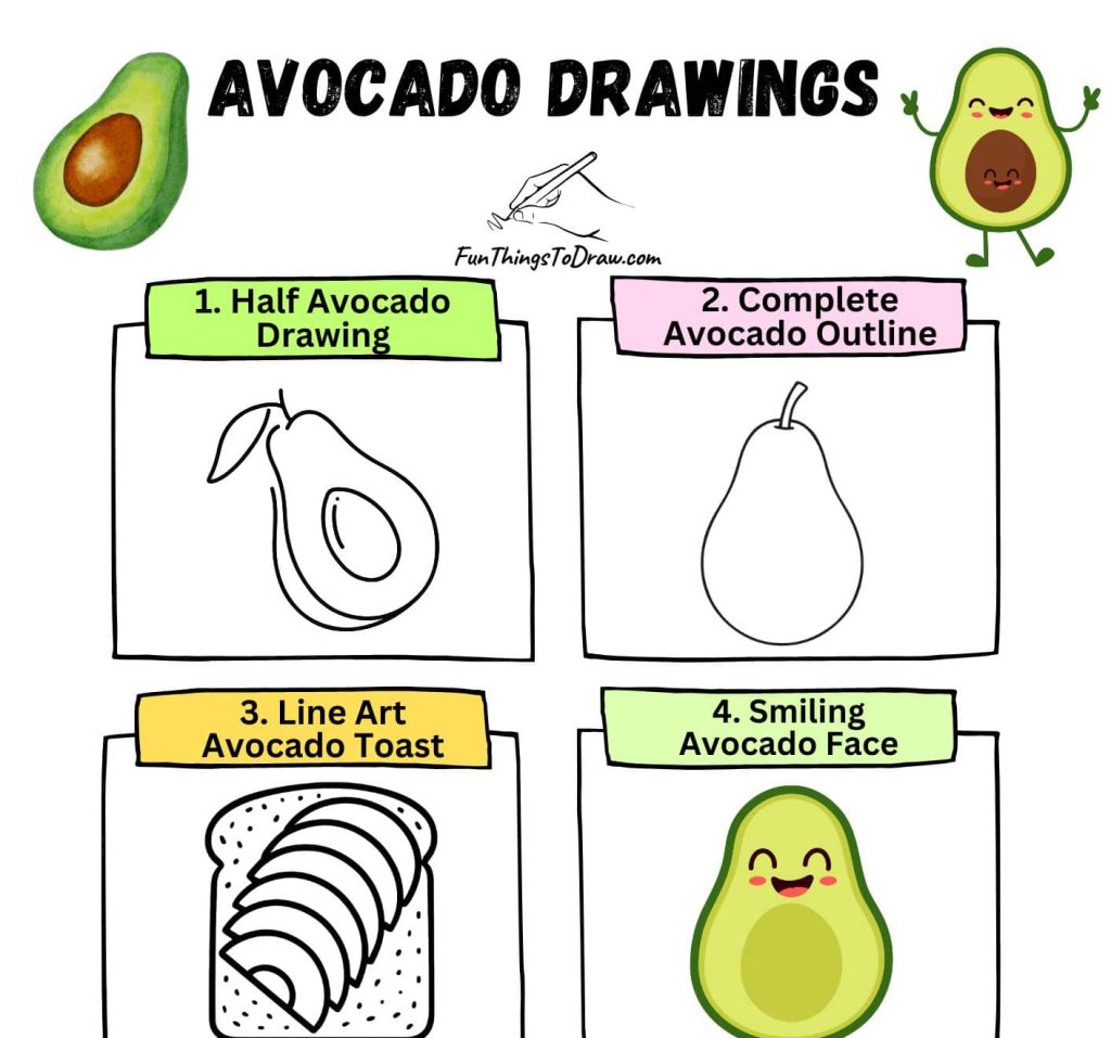 🥑Easy Cute Avocado Drawing Ideas - Fun Things To Draw