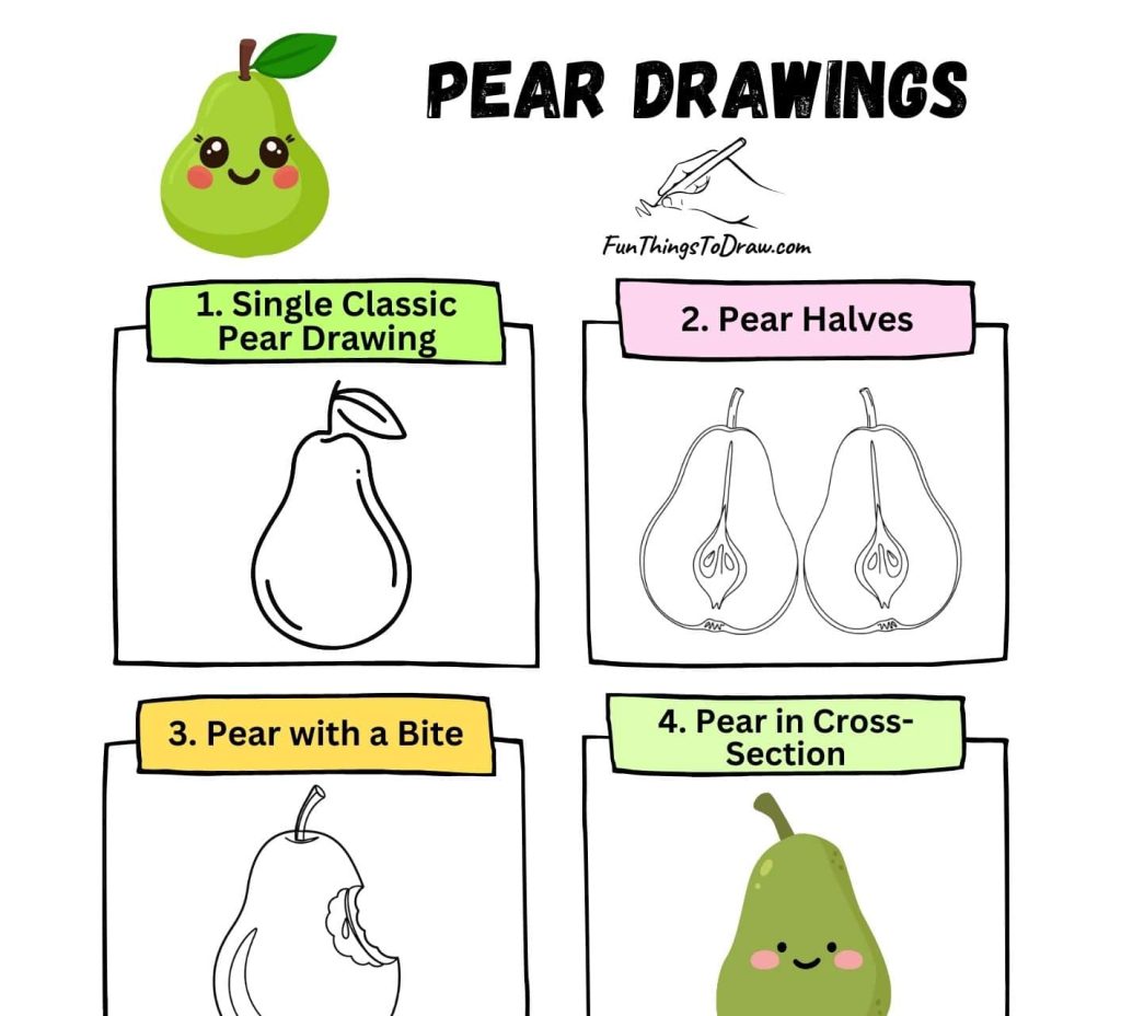 🍐 Easy Cute Pear Drawing Ideas - Fun Things To Draw
