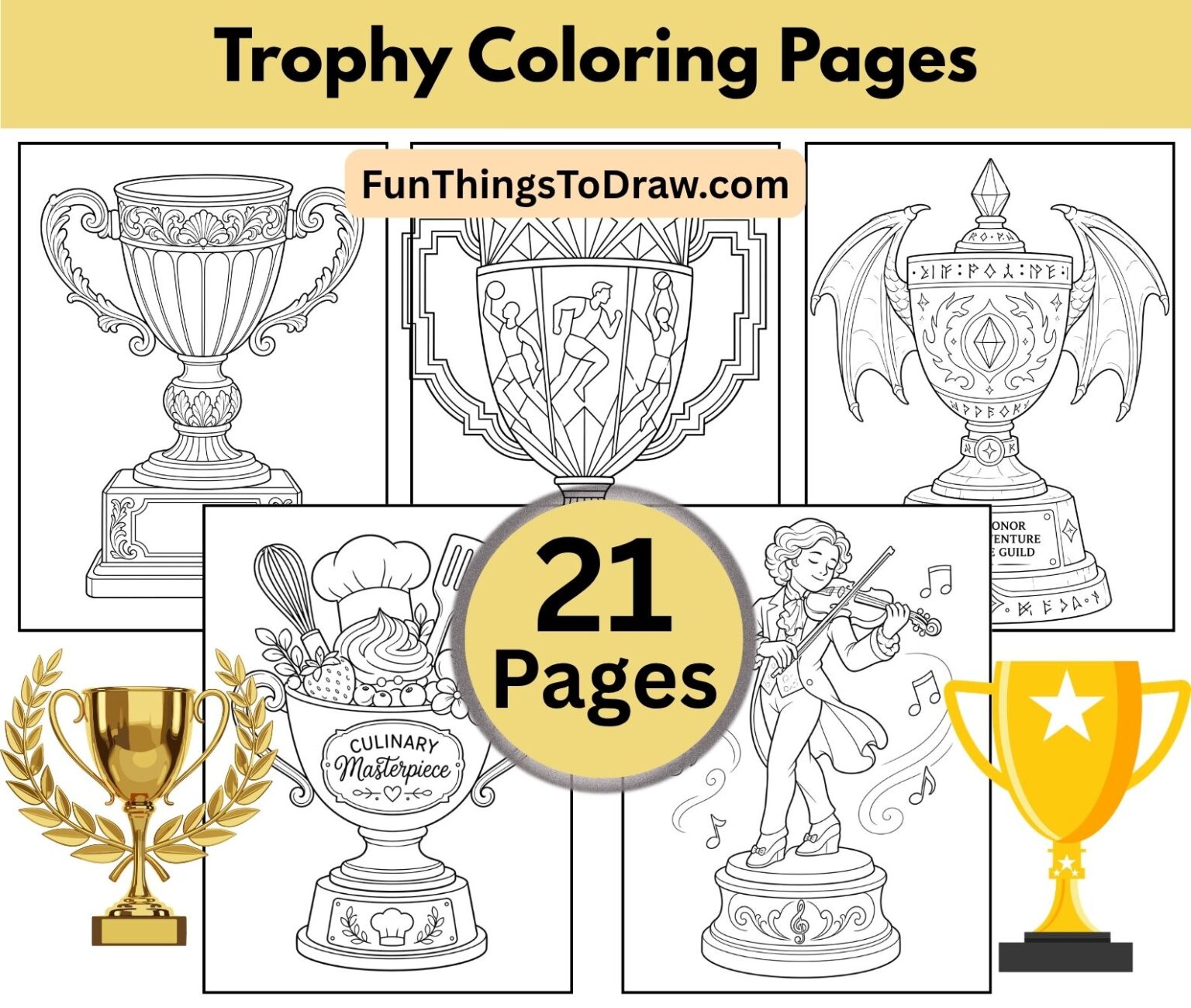 21 Trophy Coloring Pages for Adults - Fun Things To Draw